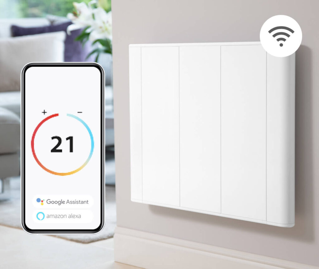 Slimline Curve Horizontal Electric Radiator - Wifi - White