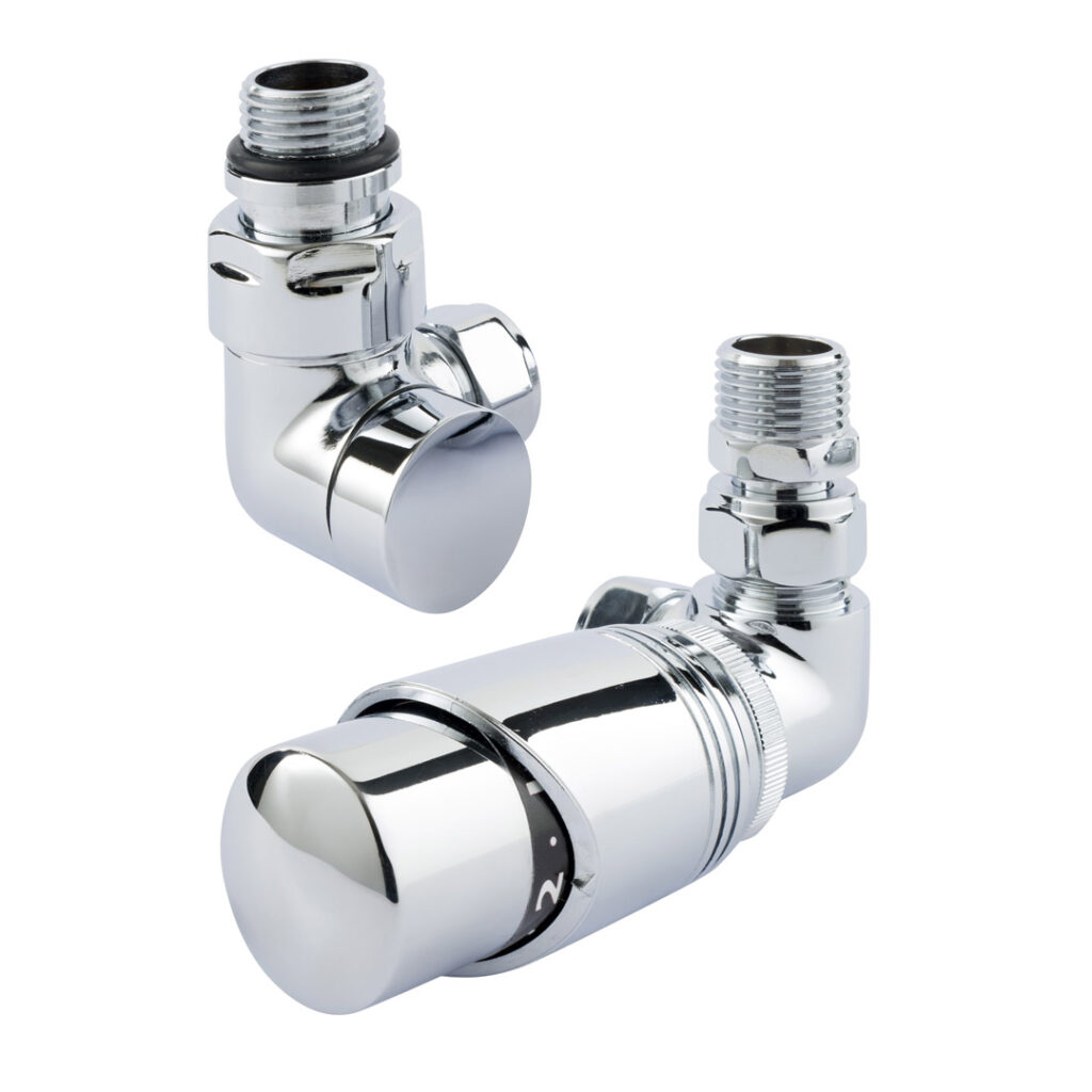 Arne Corner Thermostatic - Angled Radiator Valve - Chrome