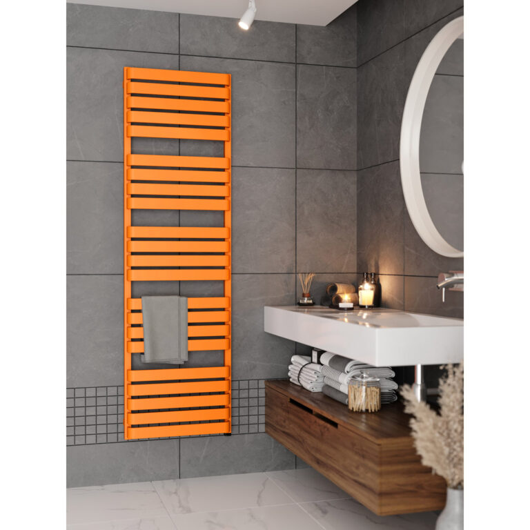 Genoa E Vertical Electric Towel Rail - Orange