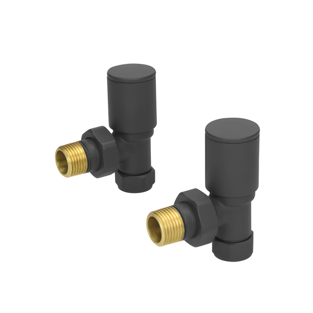 Manual Angled Radiator Valves - Anthracite