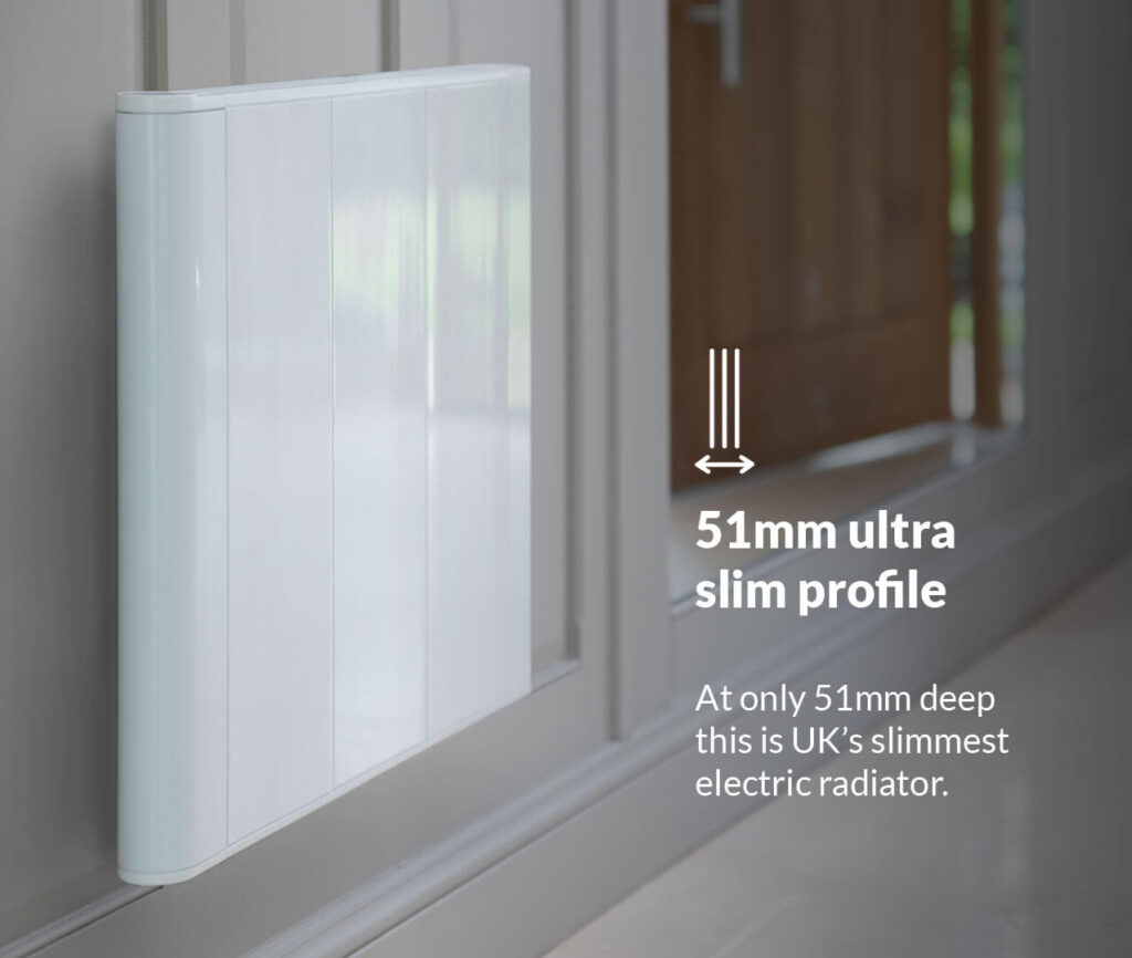 Slimline Curve Horizontal Electric Radiator - White