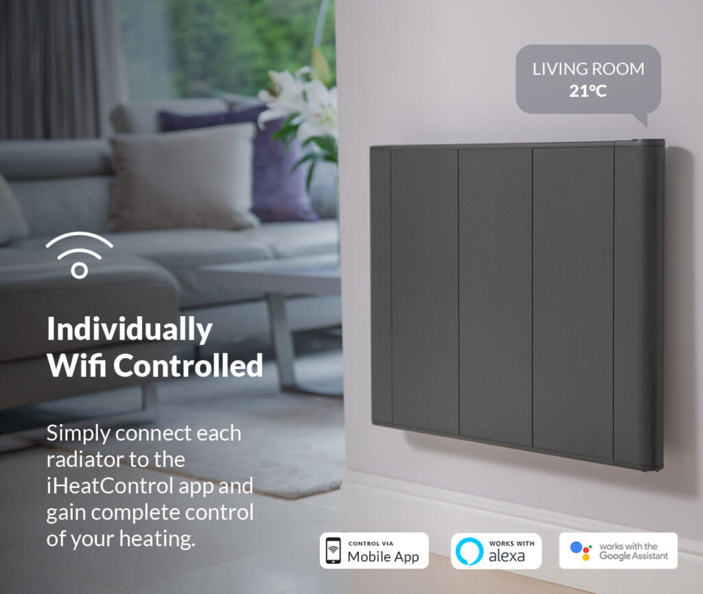 Slimline Curve Horizontal Electric Radiator - Wifi - Anthracite