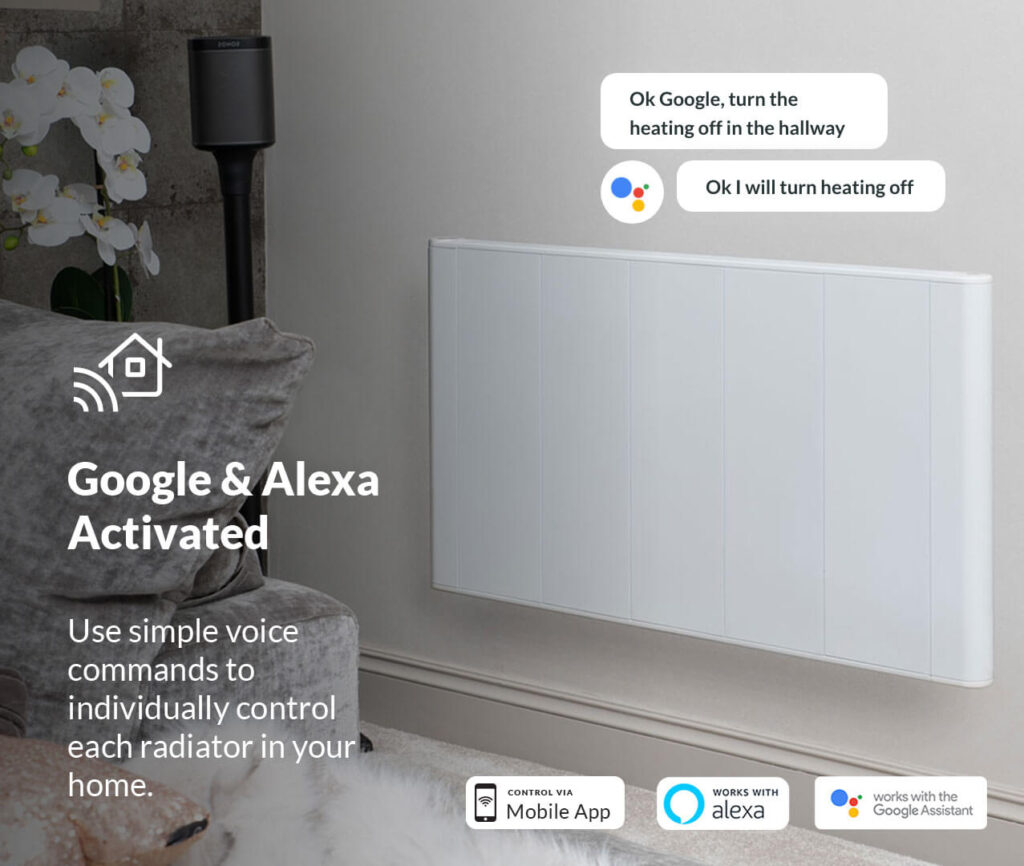 Slimline Curve Horizontal Electric Radiator - Wifi - White