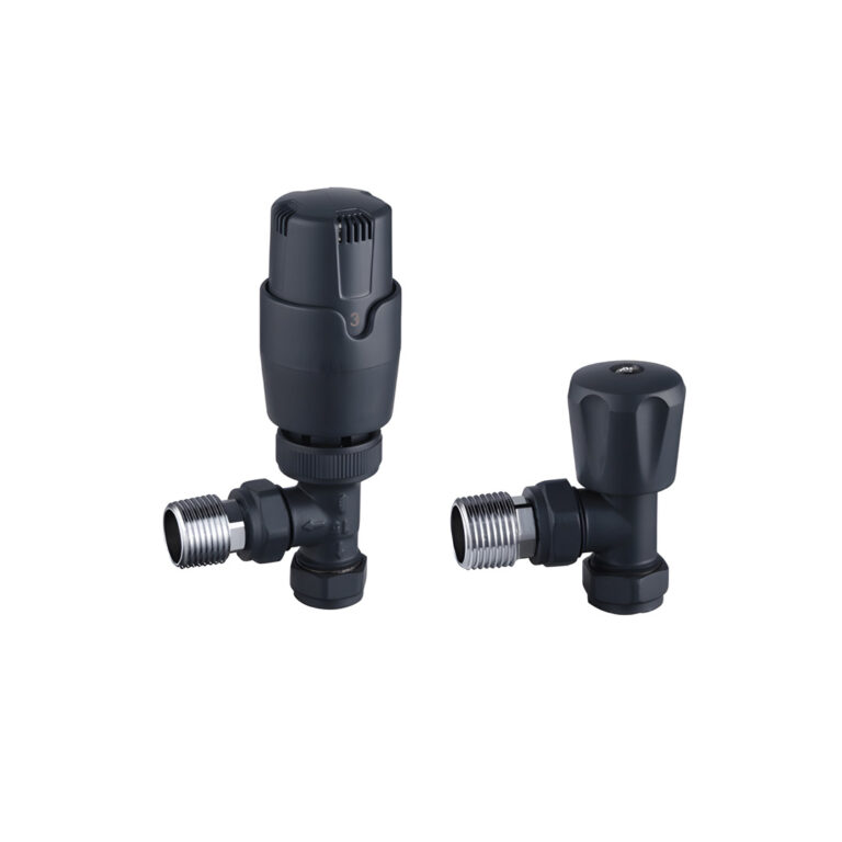 Thermostatic Angled Radiator Valves - Anthracite