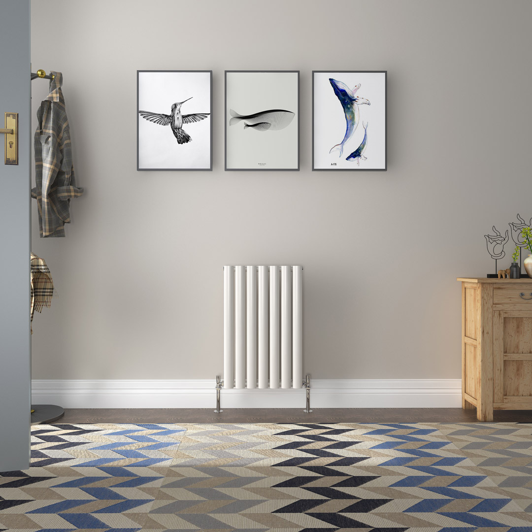 Sorento Horizontal Designer Radiator - Oval Double Panel - White - Best ...