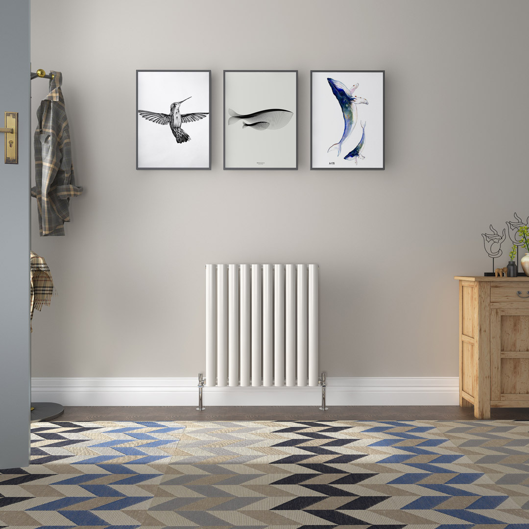 Sorento Horizontal Designer Radiator - Oval Double Panel - White - Best ...