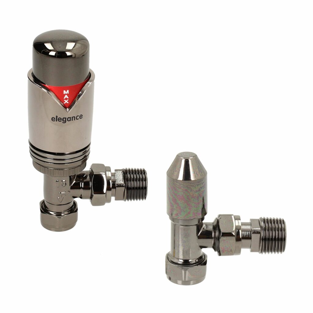Alvaro Thermostatic Angled TRV & Lockshield Valve - Black Nickel